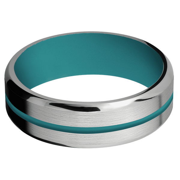 Titanium + Satin , Polish Finish + Teal - Emblem