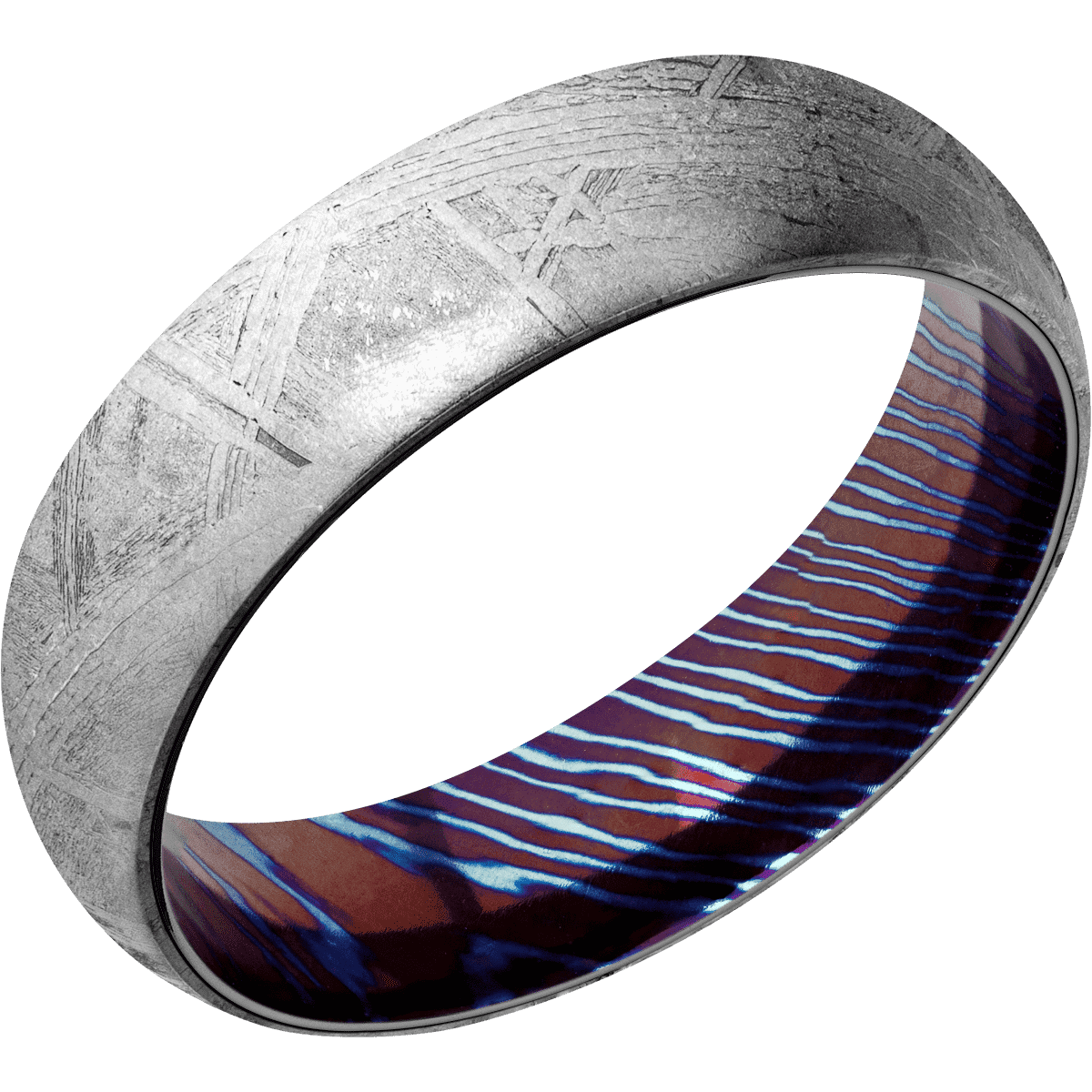 Meteorite + None Finish + Titanium Damascus - Emblem