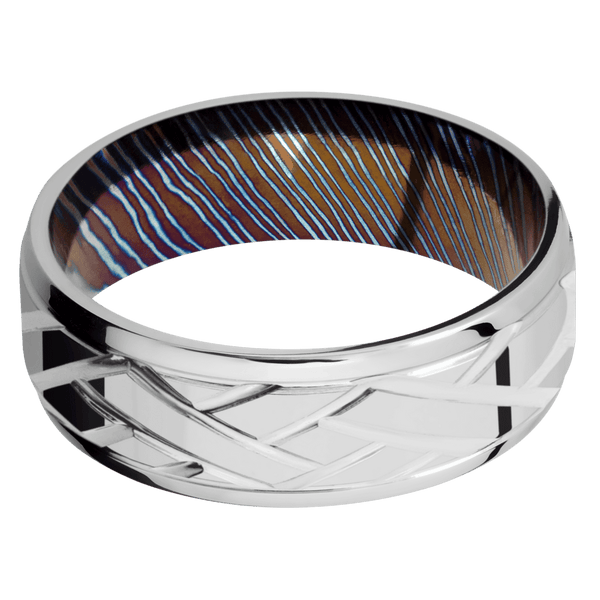 Cobalt Chrome + Polish , Polish Finish + Titanium Damascus - Emblem