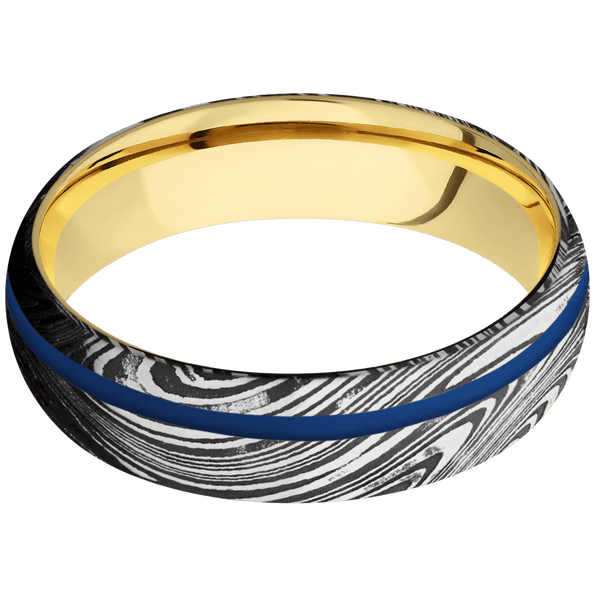 Marble + Acid Finish + 14K Yellow Gold - Emblem
