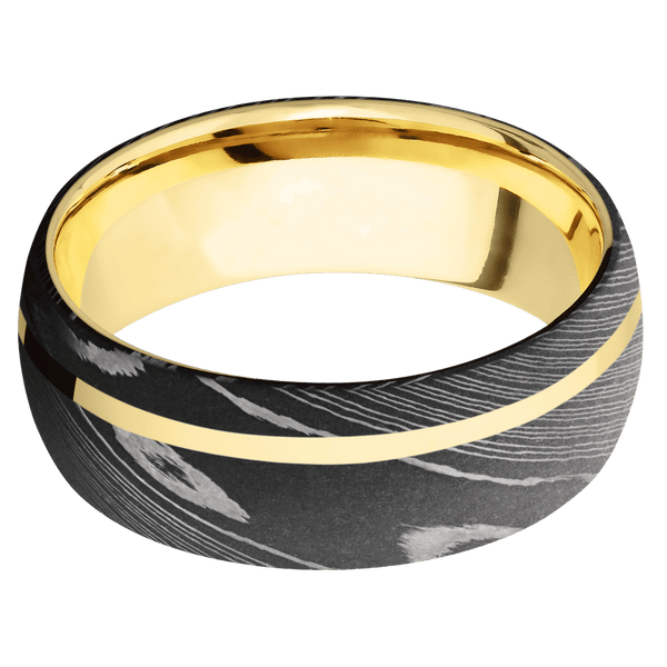 Damascus + ACID finish + 10K Yellow Gold - Emblem