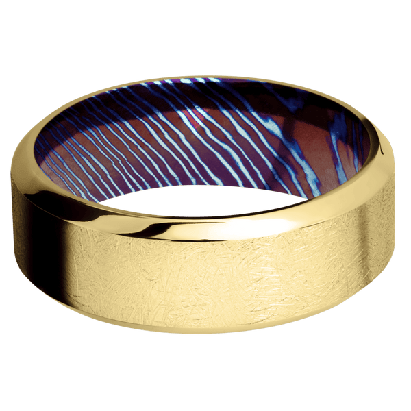 18K Yellow Gold + Distressed Finish + Titanium Damascus - Emblem