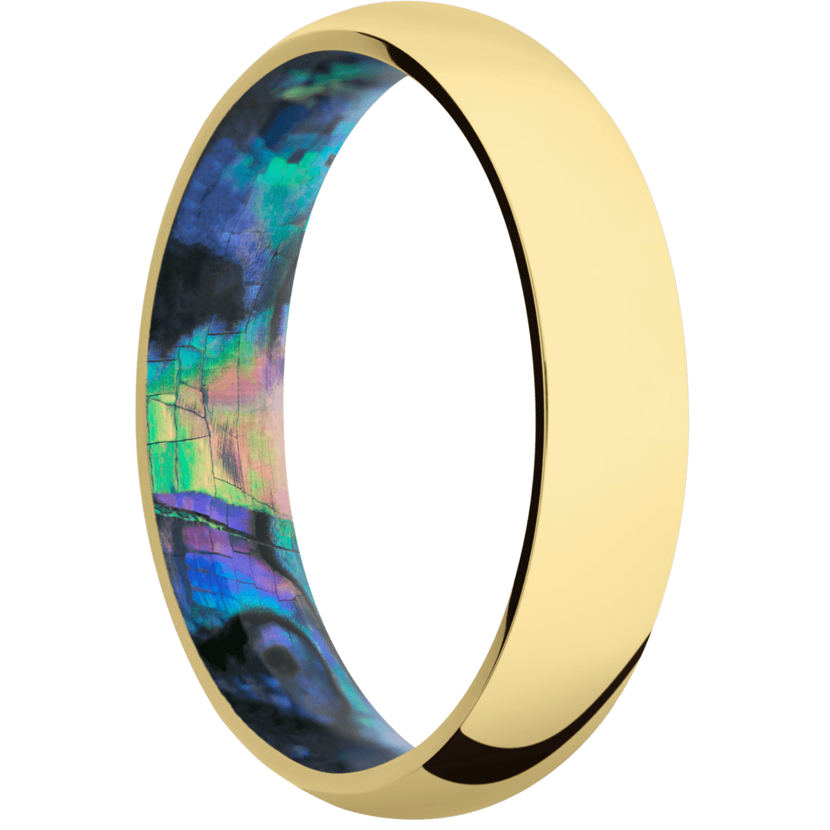14K Yellow Gold + Polish Finish + Abalone - Emblem
