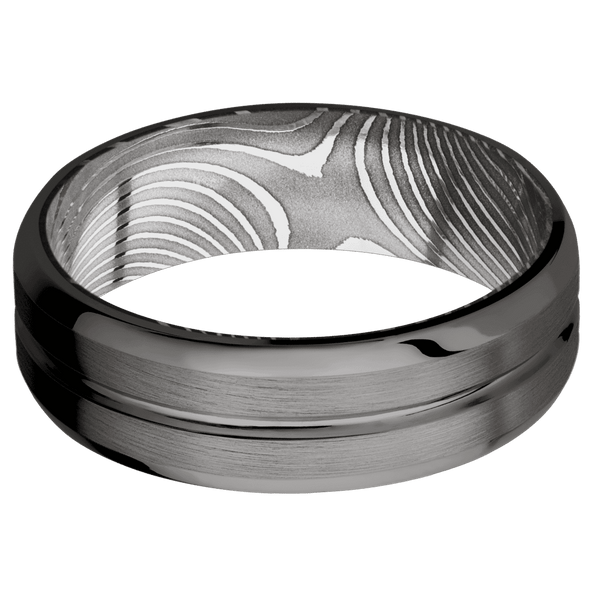 Tantalum Noir + Polish , Satin Finish + Flattwist Damascus - Emblem