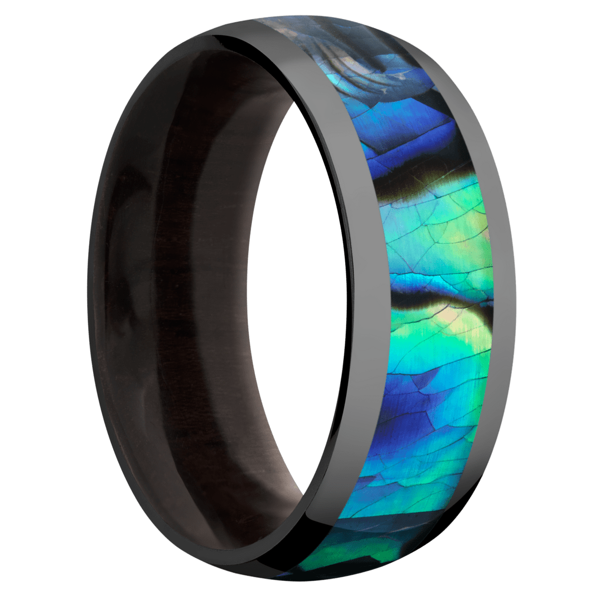 Zirconium + Polish Finish + Madagascar Rose Wood - Emblem