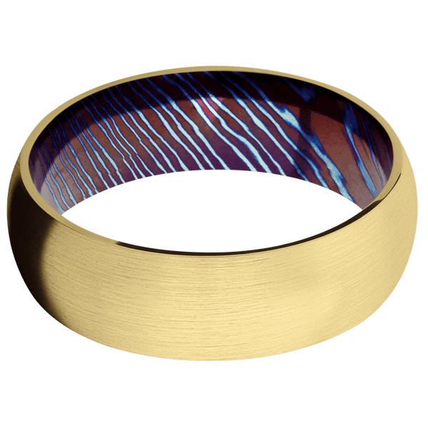 18K Yellow Gold + Satin Finish + Titanium Damascus - Emblem