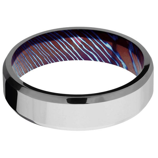 Titanium + Polish , Polish Finish + Titanium Damascus - Emblem