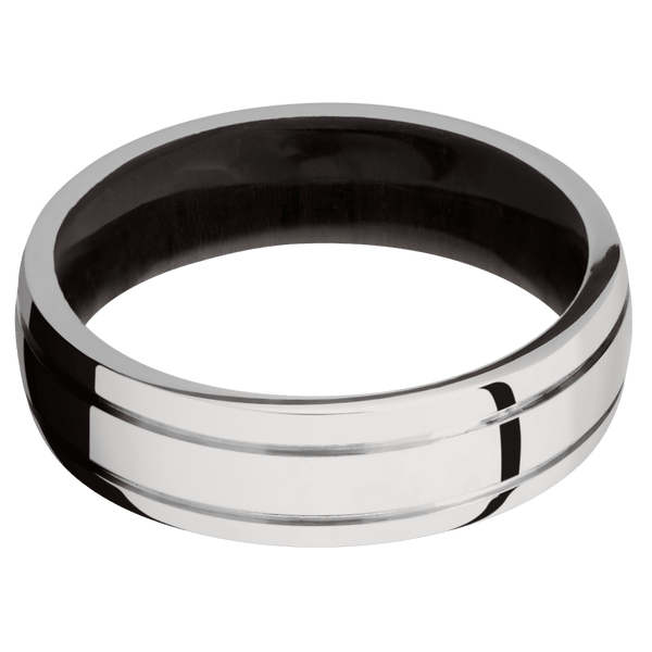14K White Gold + Polish , Polish Finish + Madagascar Rose Wood - Emblem