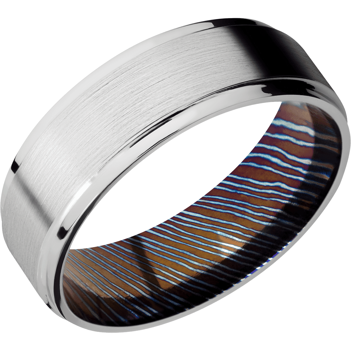 Cobalt Chrome + Satin , Polish Finish + Titanium Damascus - Emblem