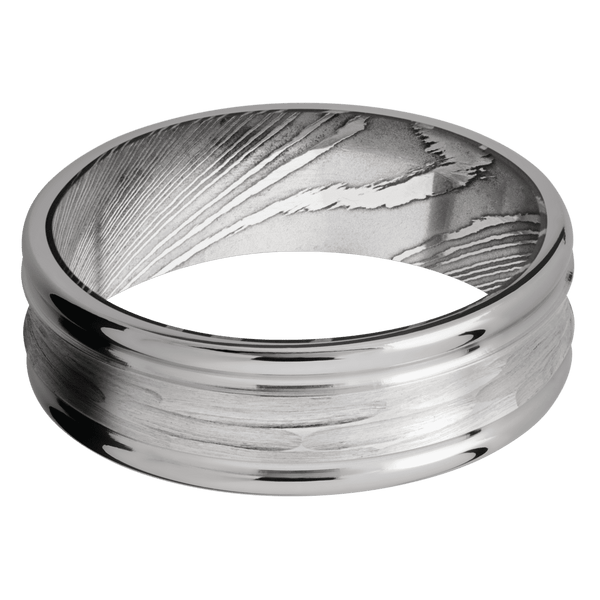 Titanium + Treebarkh , Polish Finish + Damascus - Emblem