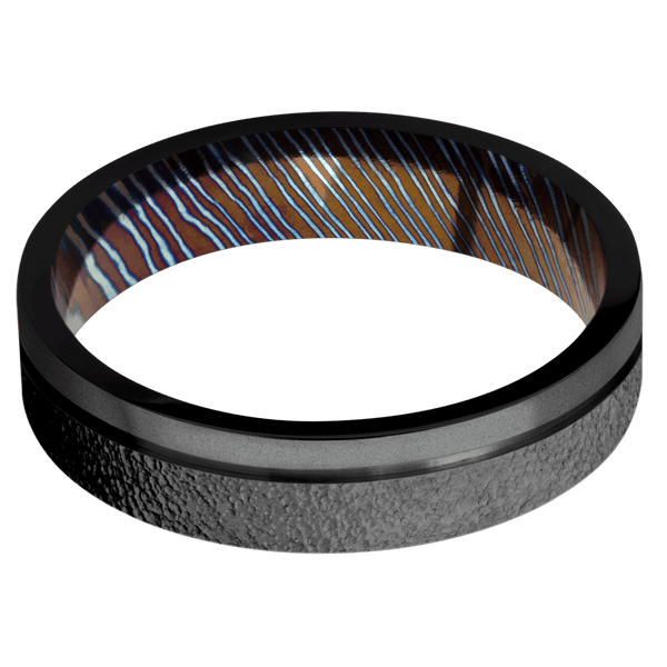 Zirconium + Stipple , Bead Finish + Titanium Damascus - Emblem