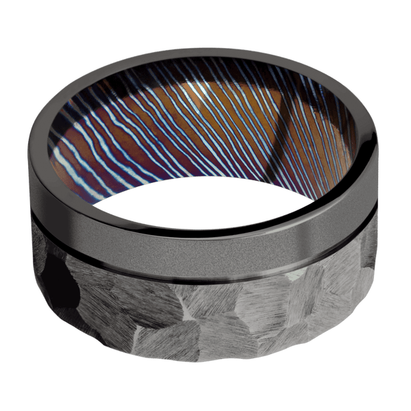 Tantalum Noir + Rock , Sand Finish + Titanium Damascus - Emblem